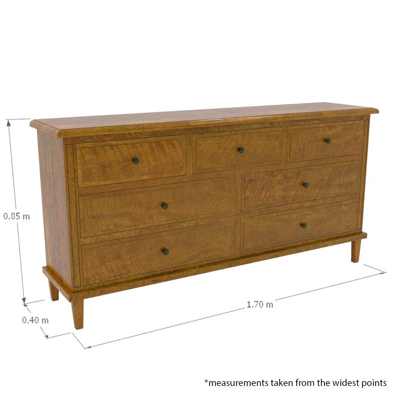 Brittany 7 Drawer Chest - Deep 170x50cm » Shack Homewares
