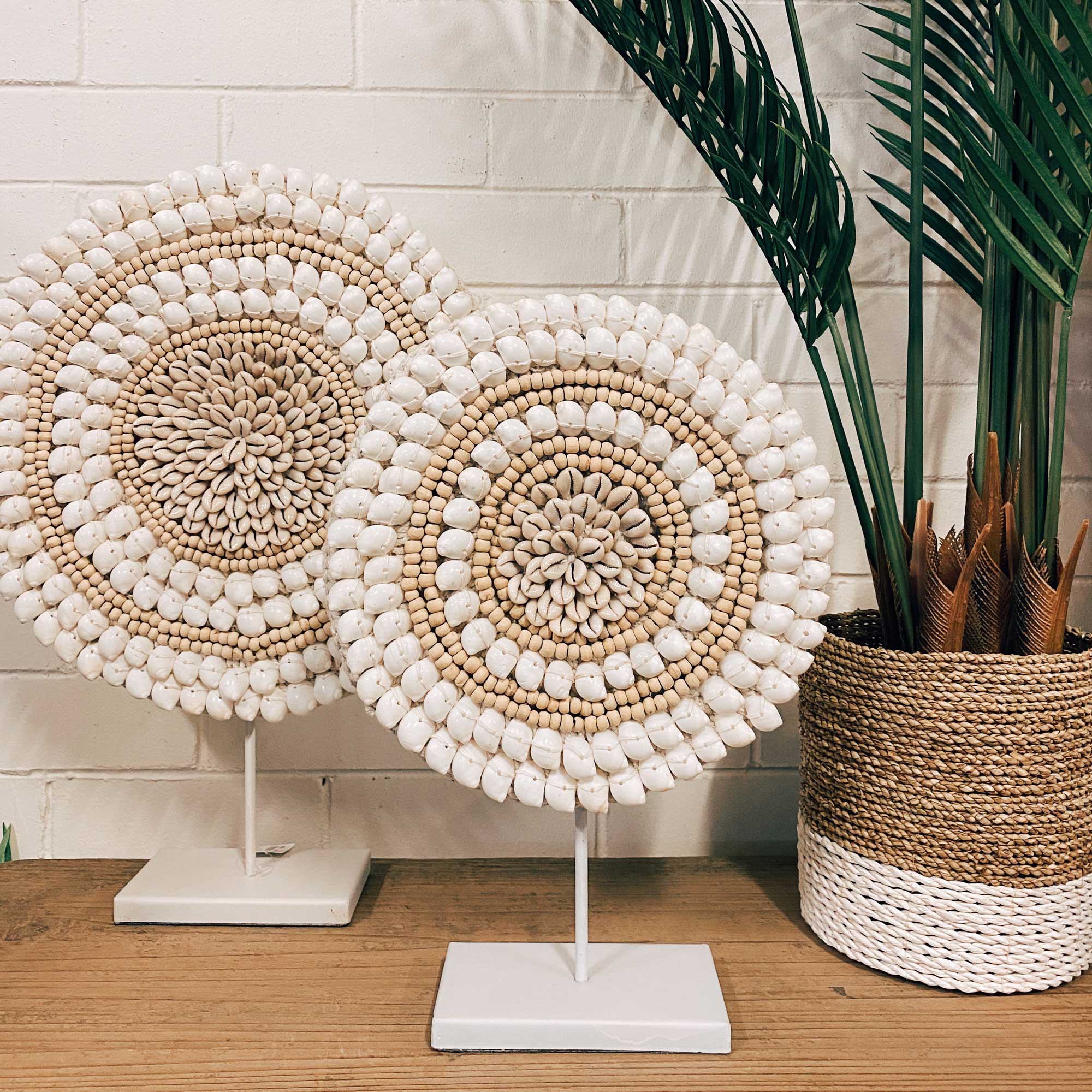 White shell decor on stand - 30cm » Shack Homewares