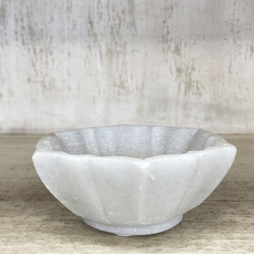 Sofia White Marble Lotus Bowl 10cm » Shack Homewares